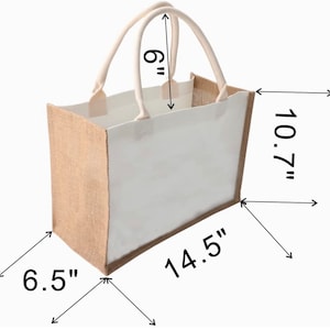 Customizable Tote Bag-white Canvas and Burlap - Etsy
