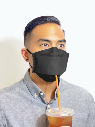 Drink Mask / Straw Mask / Mask With Straw Hole / Self Closing - Etsy UK