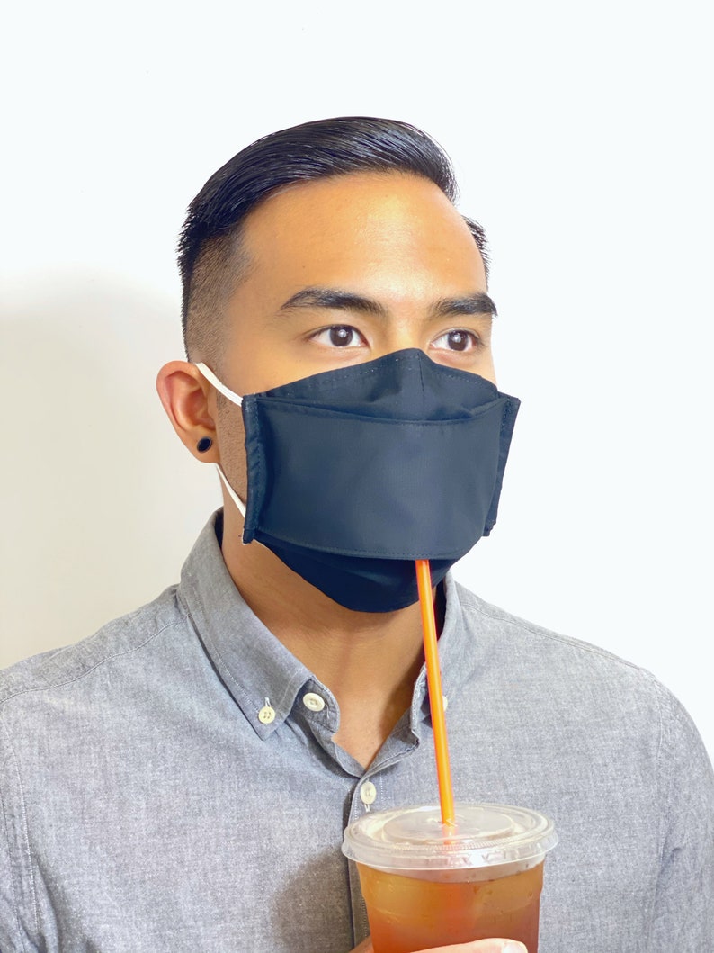 Drink Mask / Straw Mask / Mask with Straw Hole / Self Closing | Etsy