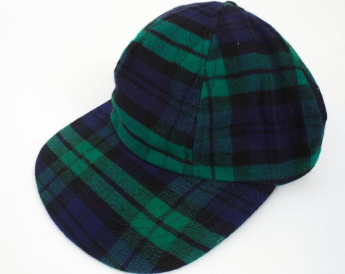 Vintage 90s Blue and Green Plaid Print Snapback - Etsy