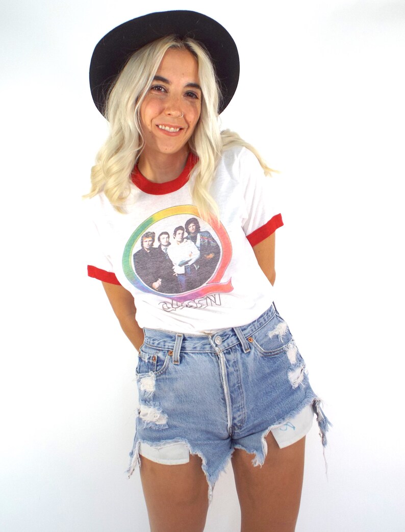 Vintage Queen Red and White Ringer Tee - Etsy