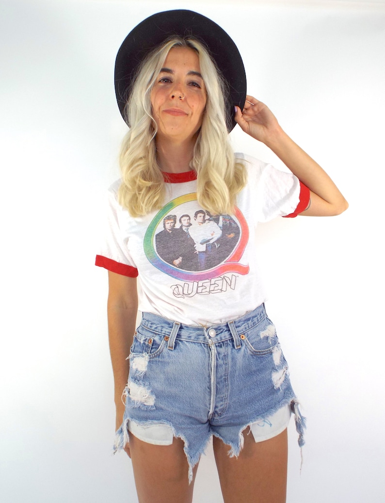 Vintage Queen Red and White Ringer Tee | Etsy