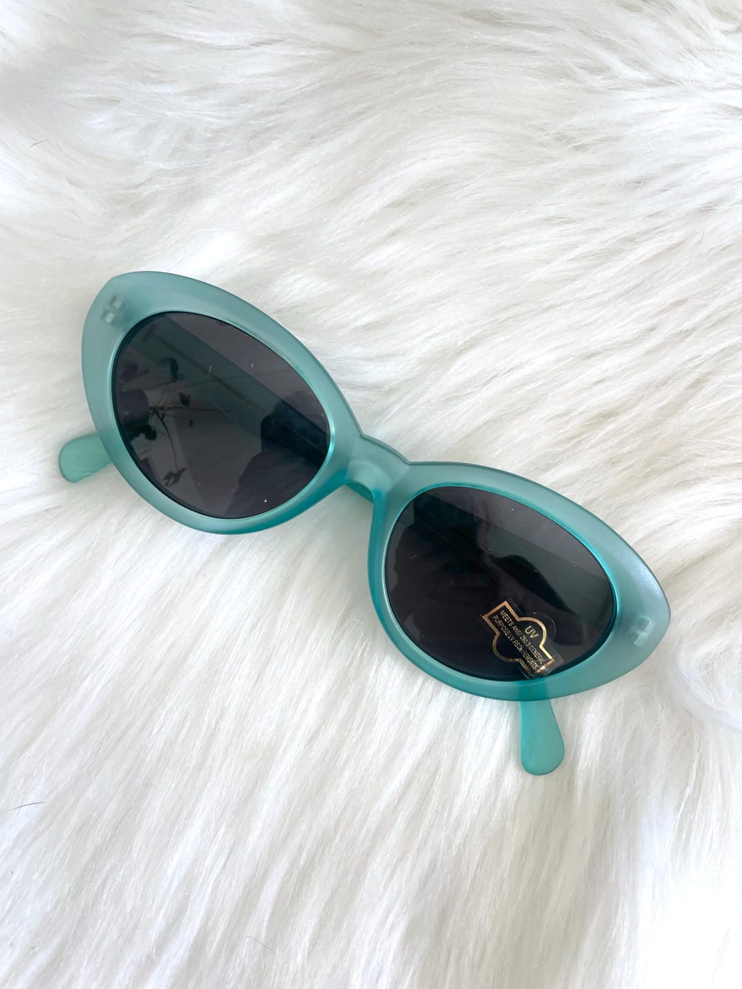 Vintage 90s Retro Translucent Teal Cat Eye Sunglasses - Etsy