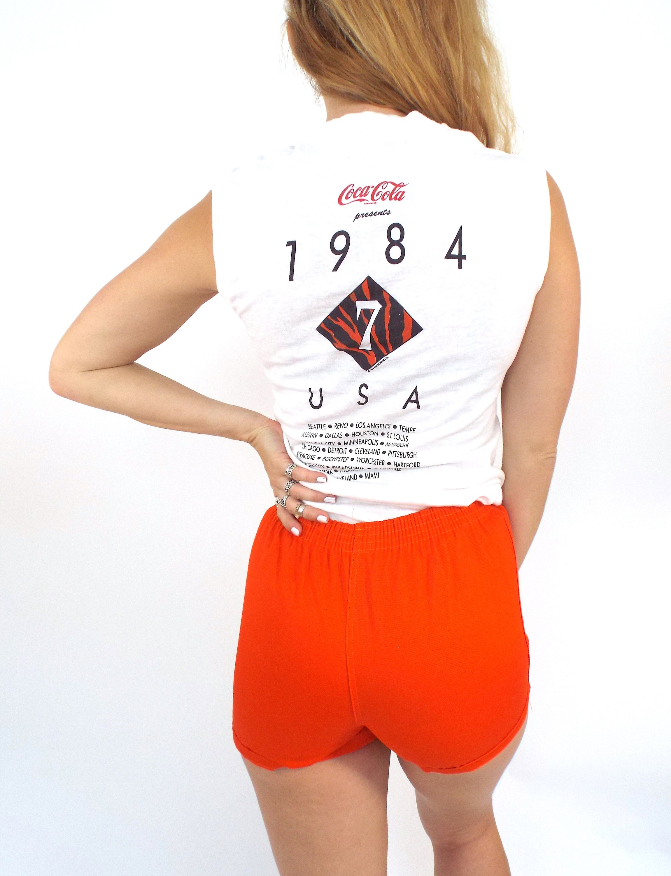 Vintage 70s High-waisted Orange Gym Shorts -- Size Extra Small/small - Etsy