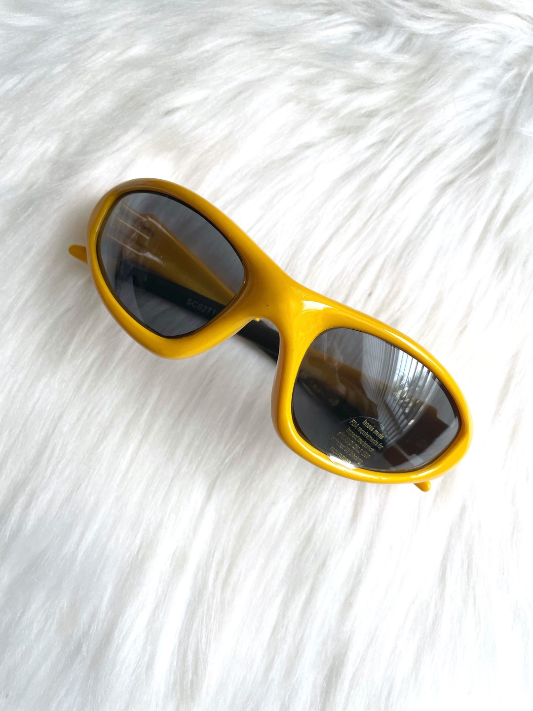 Vintage Y2K Yellow Wraparound Sunglasses - Etsy