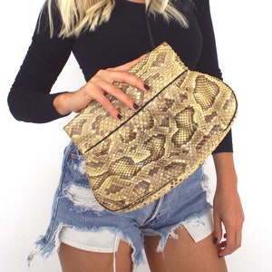 Vintage 80s Python Print Snakeskin Crossbody Purse - Etsy