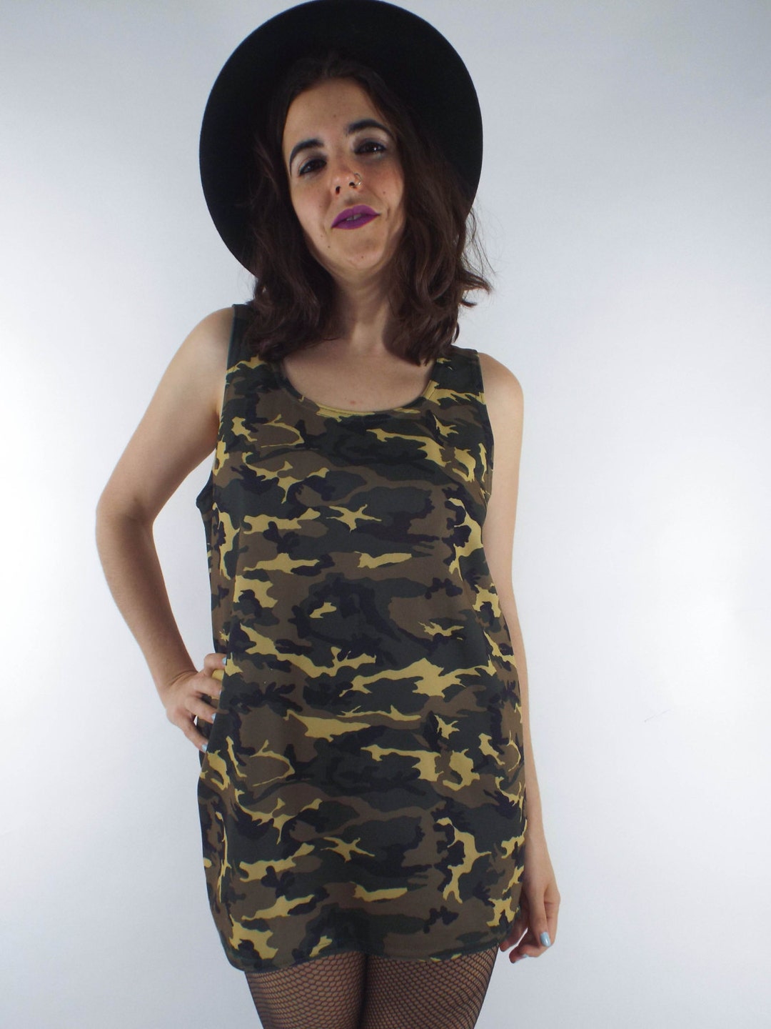 Vintage 90s Camo Print Boxy Mini Tank Dress - Etsy