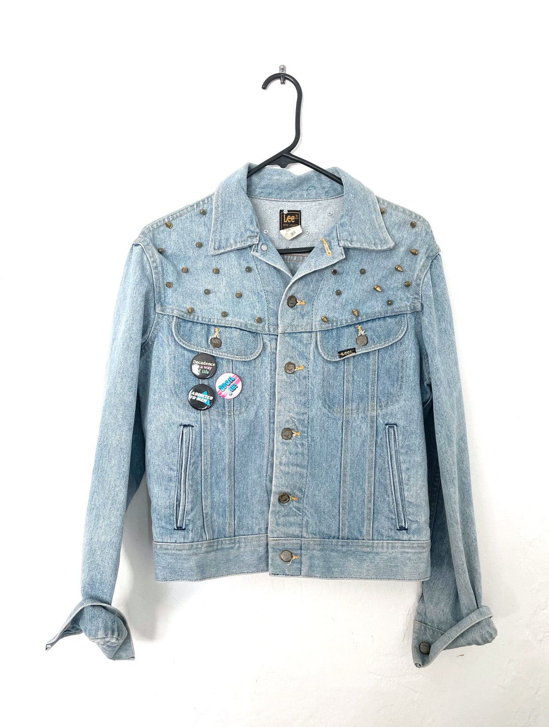 Spiked Vintage 90s Lee Denim Jacket With Retro Pins - Etsy