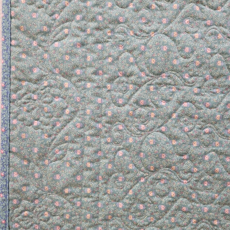 Turquoise Swirl Hearts Calico Log Cabin Crib Quilt - Etsy