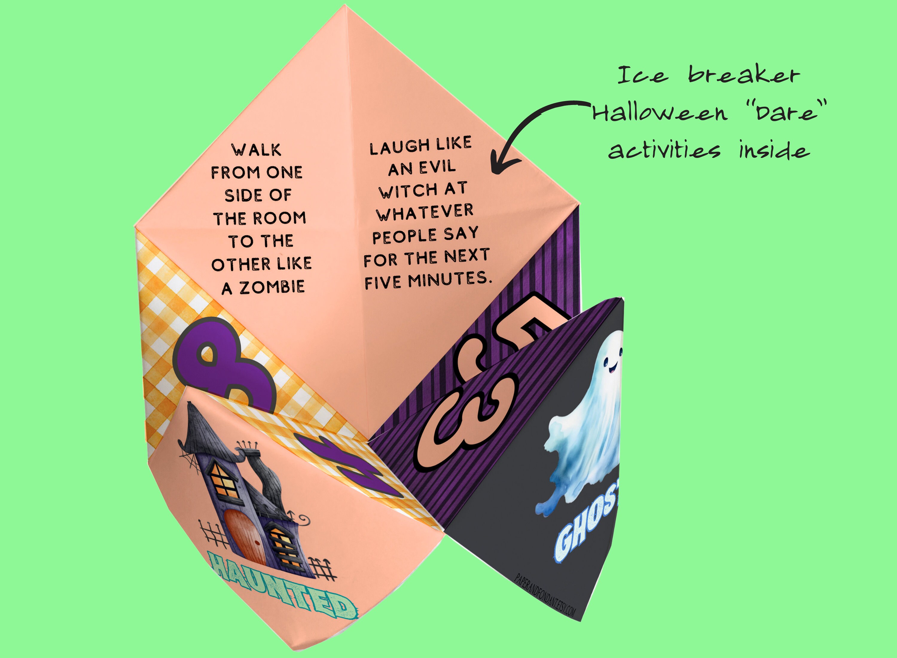 Halloween Fortune Teller, Dare Activities, Spooky Cootie Catcher, Non ...