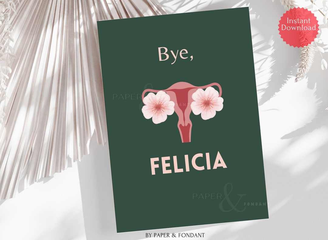 Hysterectomy Greeting Card, Bye Felicia, Green, Boho Feminine Blossom ...