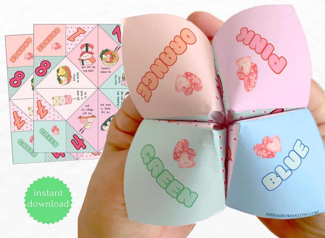 Mochi Dumpling Kids Valentine Fortune Teller, Cootie Catcher, Origami ...