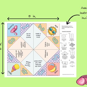 Summer Fortune Teller With Activities, Pool Beach Party Cootie Catcher ...