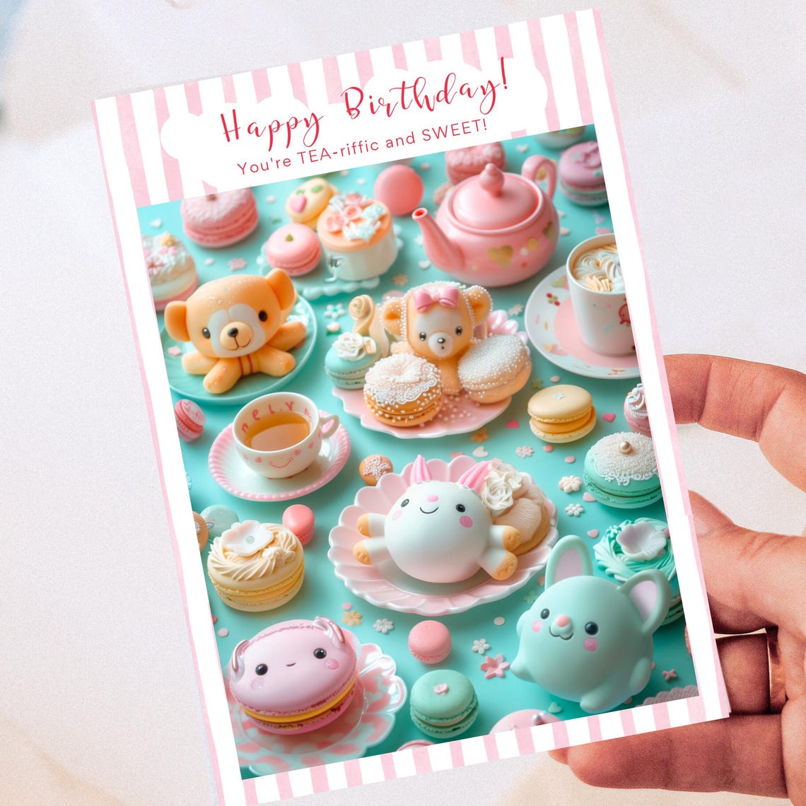 Kawaii Tea Party Spot-the-differences Birthday Card, Cute Yume Kawaii ...