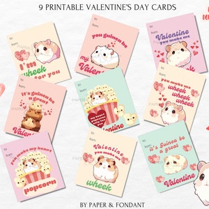 Kawaii Guinea Pig Valentine Day Card for Kids, School Valentine ...
