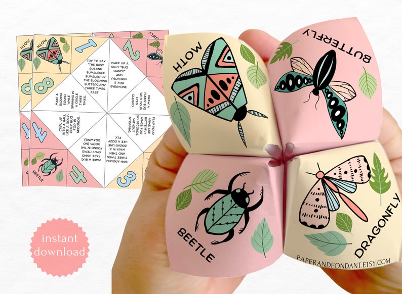 Insect, Bugs Fortune Teller With Activities, Nature Theme Cootie ...