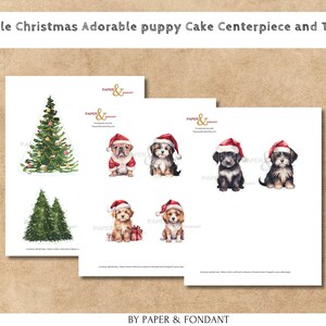Printable Christmas Adorable Puppy Topper Centerpiece Cake Topper, Dogs ...