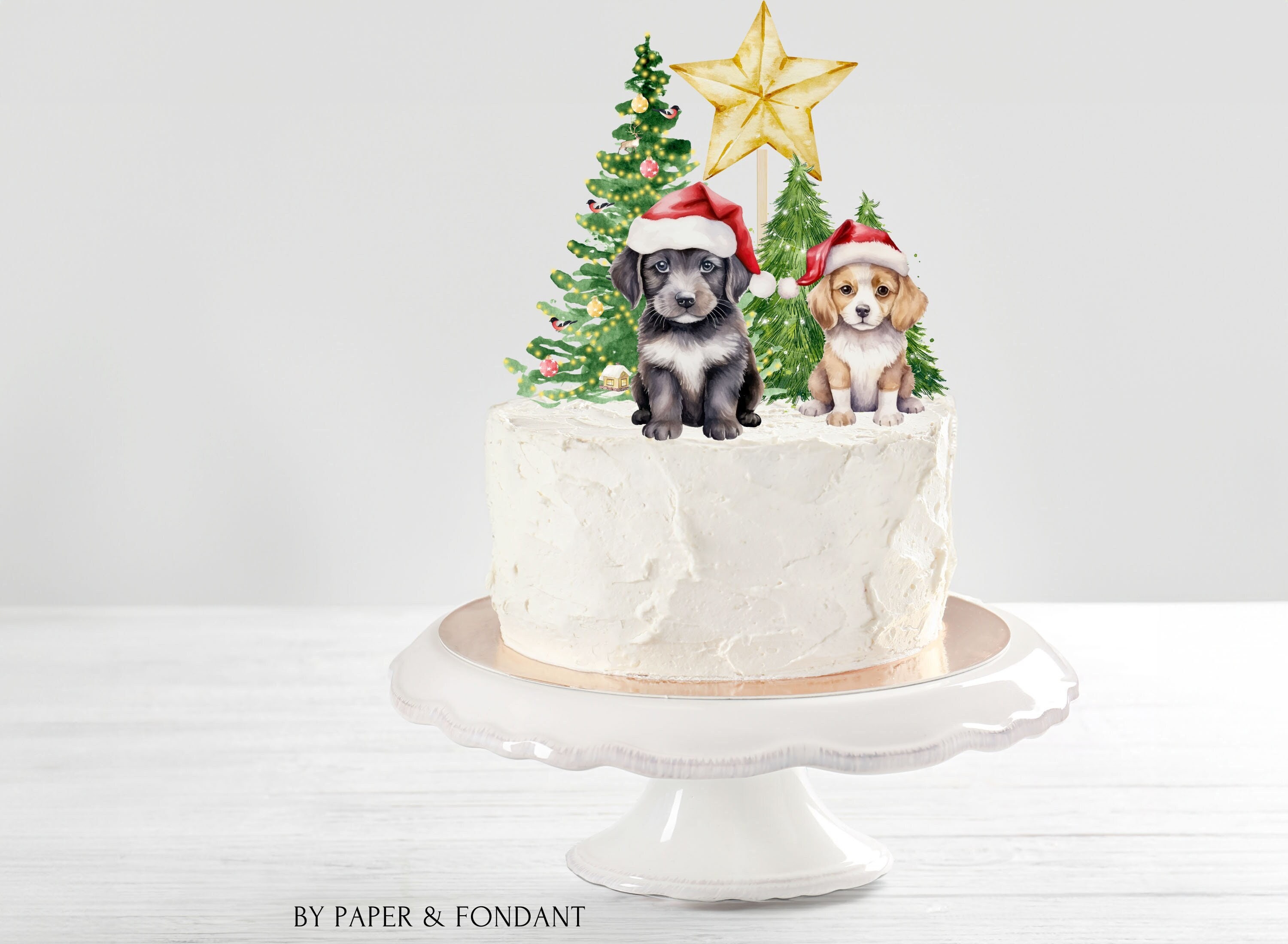 Printable Christmas Adorable Puppy Topper Centerpiece Cake Topper, Dogs ...