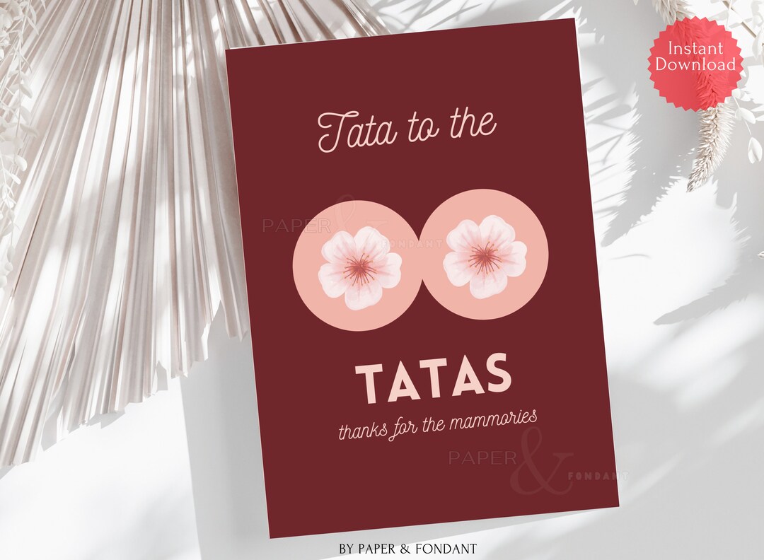 Mastectomy Greeting Card, Tata to the Tatas Red, Boho Feminine, Instant Download Printable ...