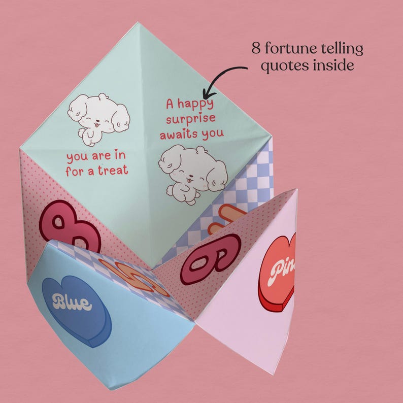 Puppy Heart Kids Valentine Fortune Teller With BONUS Valentine Card ...
