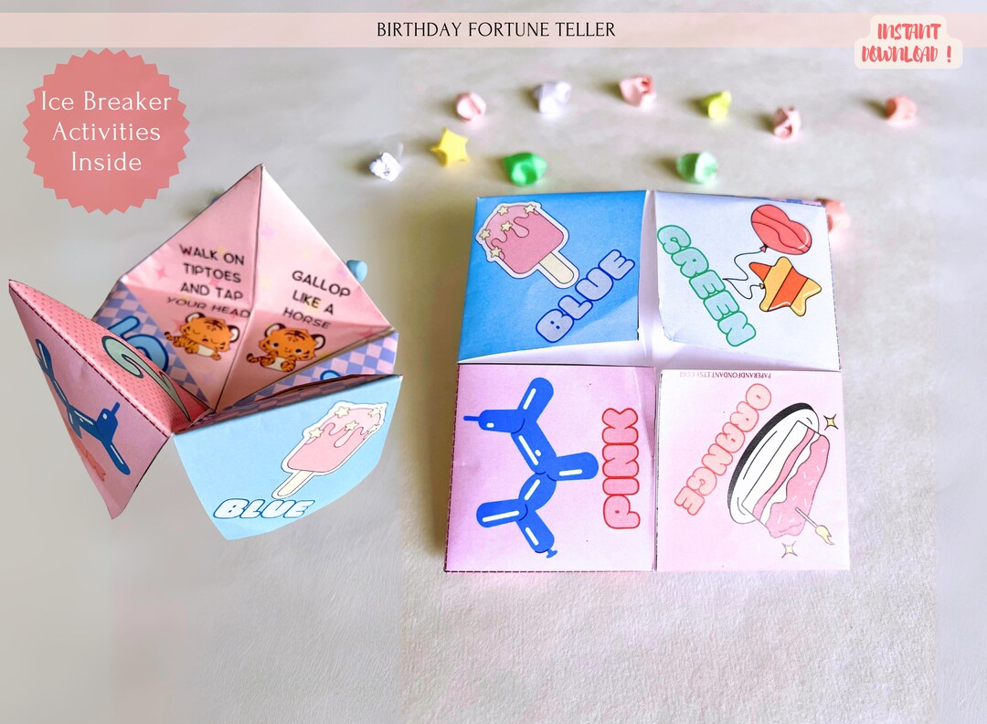Birthday Fortune Teller With Ice Breaker Party Activities, Cootie ...