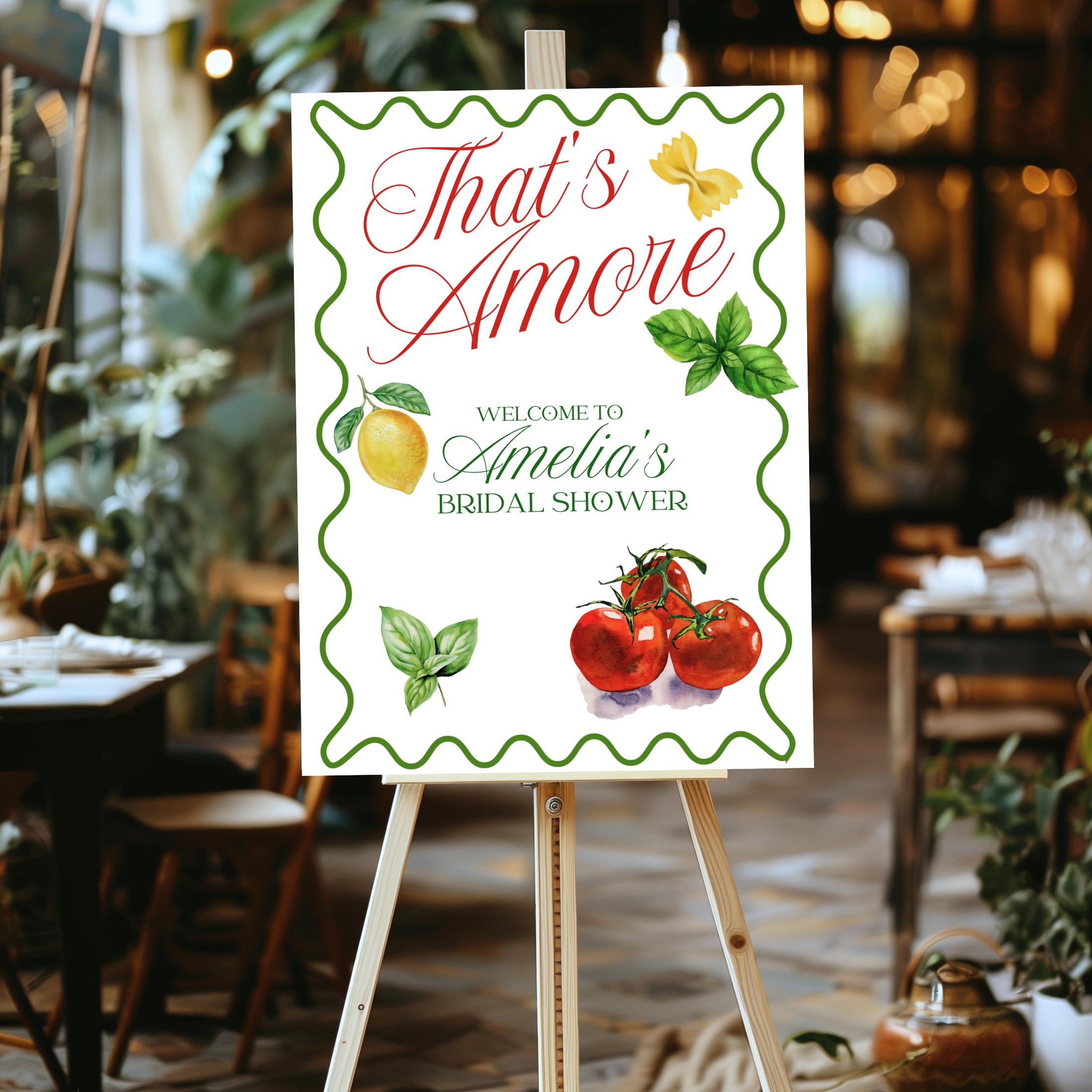 Italian Theme Welcome Sign, That's Amore,elegant Italian Food Party ...