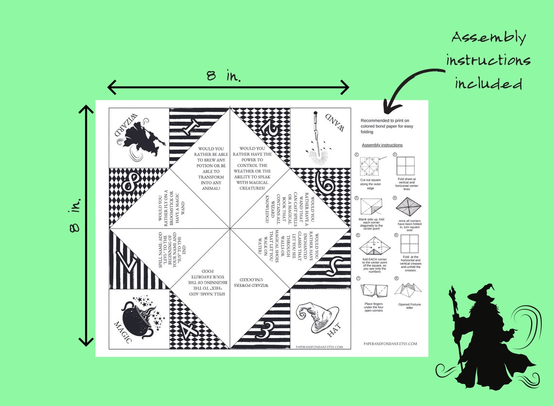 Wizard Fortune Teller With Activities, Magic, Spell Theme Cootie ...