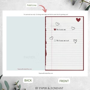 Crush Classroom Note Greeting Card for Her/him, He Loves Me, High ...