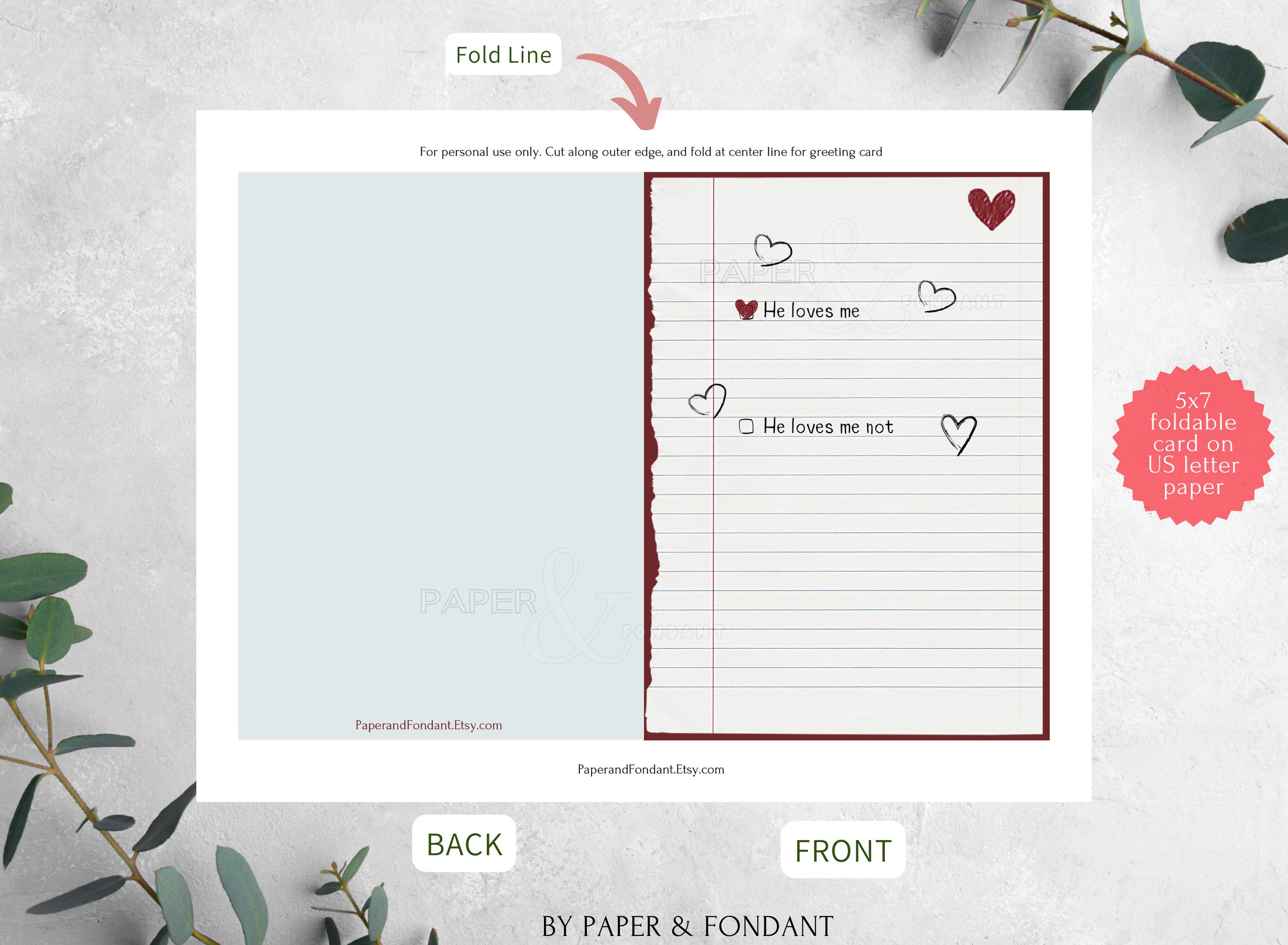 Crush Classroom Note Greeting Card for Her/him, He Loves Me, High ...