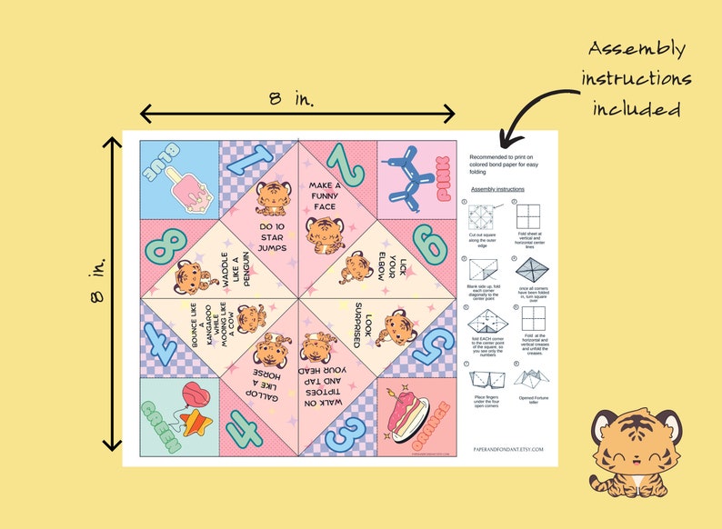 Birthday Fortune Teller Tiger, Ice Breaker Party Activities, Cootie ...