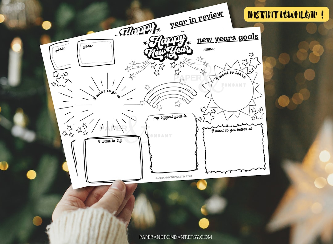 New Year's Resolution, Printable Year in Review and New Years Goals ...