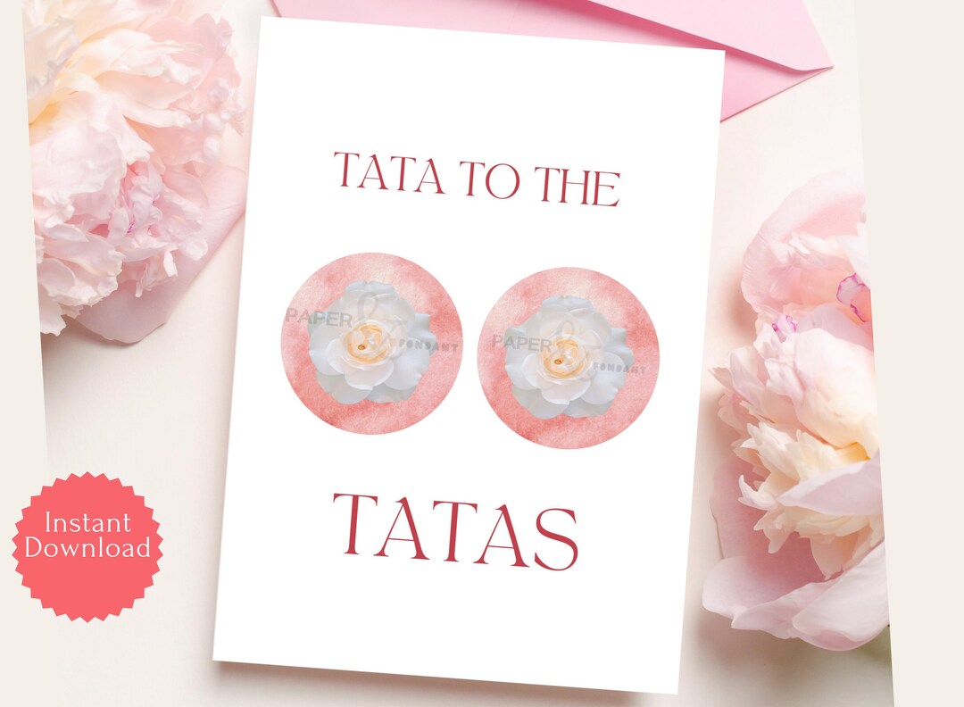 Mastectomy Greeting Card, Roses Tata to the Tatas Feminine Breast ...