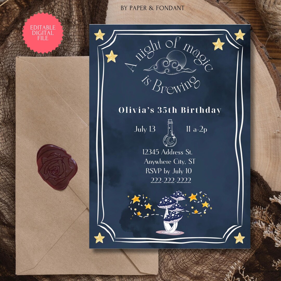 Vintage Alchemy Magic Birthday Party Invitation,halloween Birthday ...