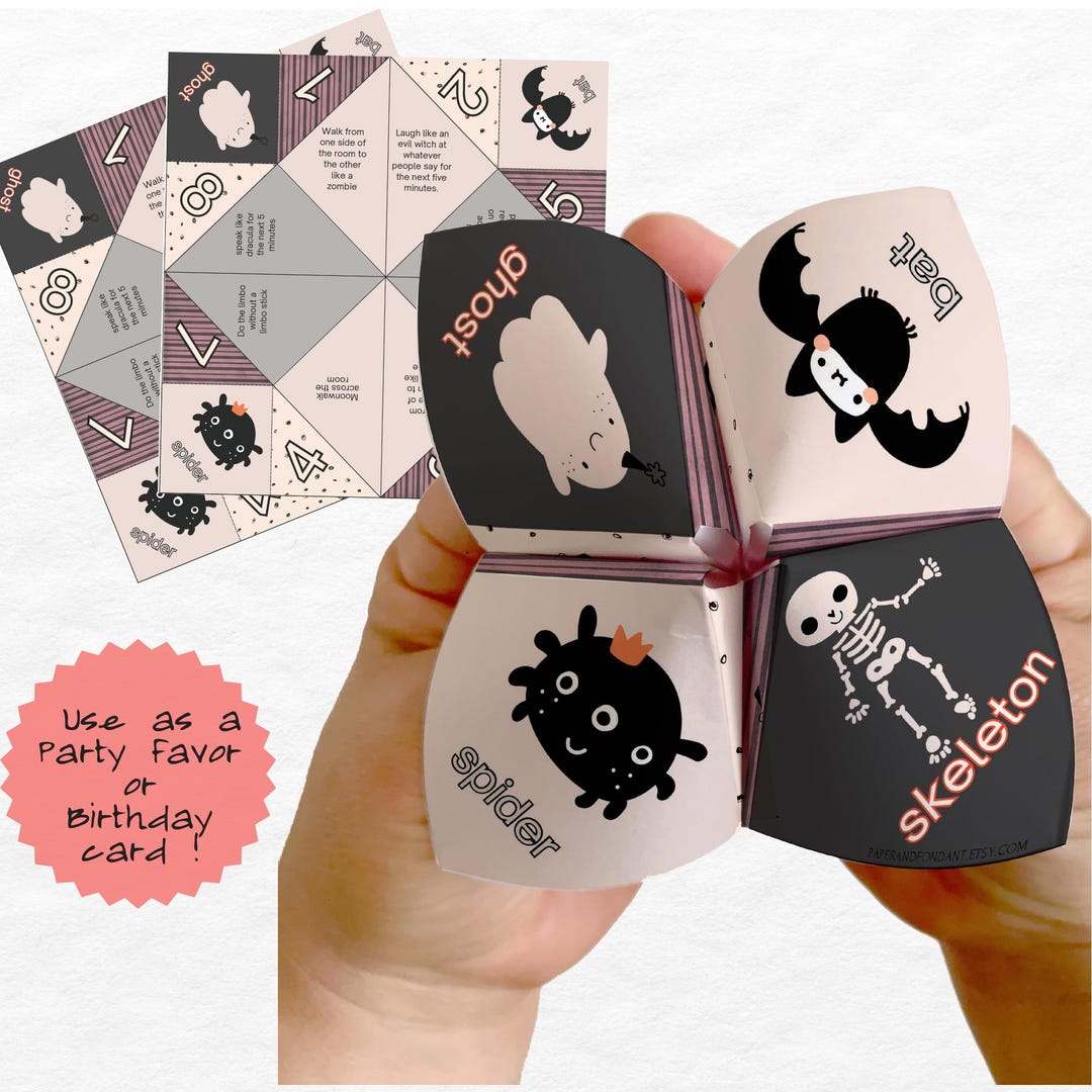 Halloween Fortune Teller, Dare Activities, Spooky Cootie Catcher,non ...