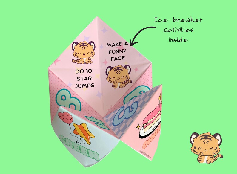 Birthday Fortune Teller Tiger, Ice Breaker Party Activities, Cootie ...
