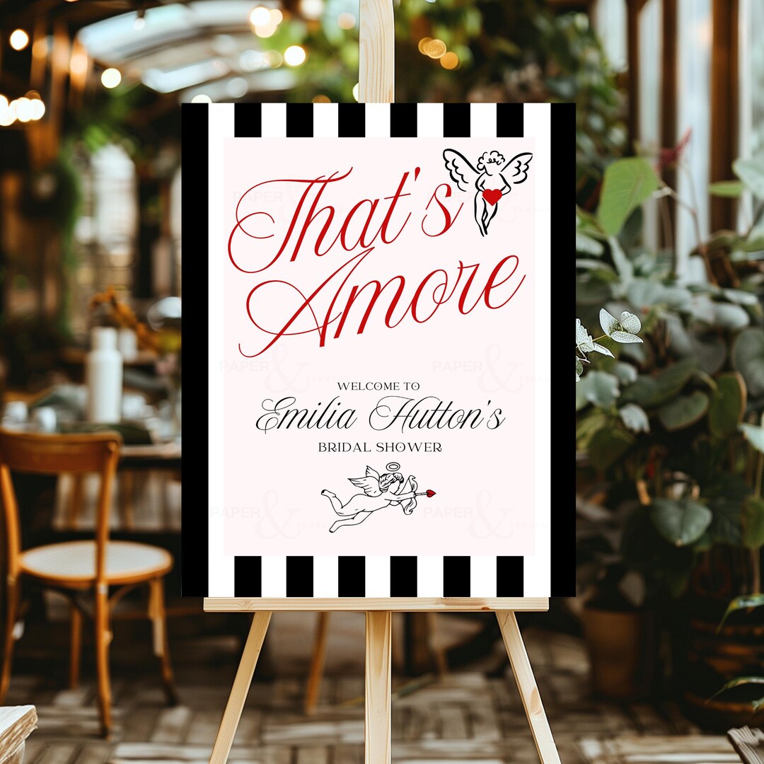 Welcome Sign That's Amore, Retro Italian Bridal Shower Party, Hand ...