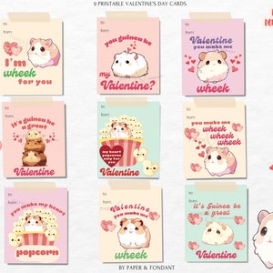 Kawaii Guinea Pig Valentine Day Card for Kids, School Valentine ...