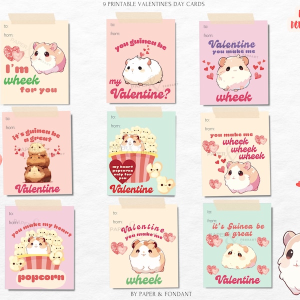 Guinea Pig Valentine Cards - Etsy