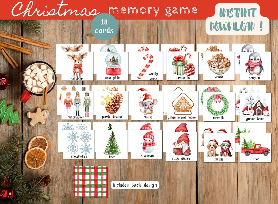 Christmas Memory Game Set, Printable Xmas Activities, Christmas Busy ...