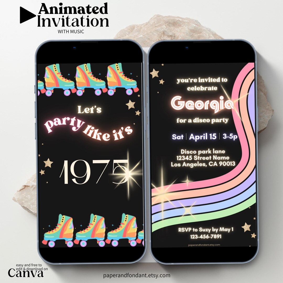 Disco Party 1975 Animated Video Birthday Invitation With Music,retro ...