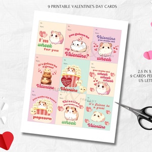 Kawaii Guinea Pig Valentine Day Card for Kids, School Valentine ...