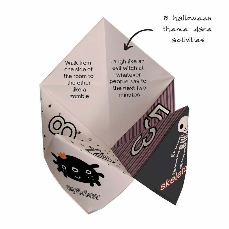 Halloween Fortune Teller, Dare Activities, Spooky Cootie Catcher,non ...