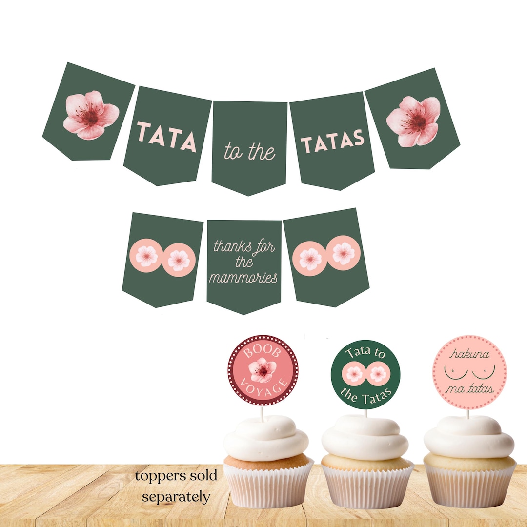 Mastectomy Banner Party Decoration, Tata to the Tatas Green, Boho ...