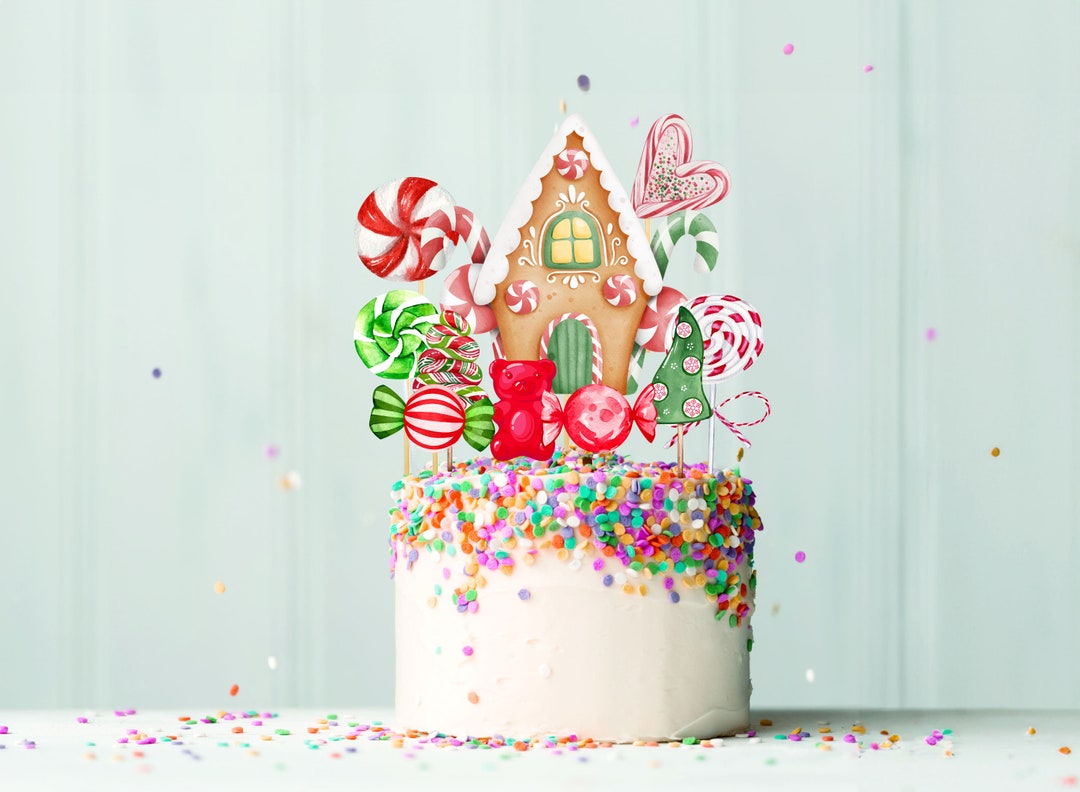 Christmas Candy Cake Printable Topper Centerpiece, Candyland Party ...