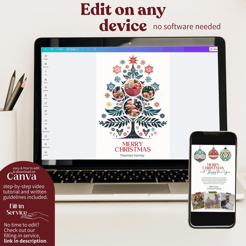 Folk Art Multi-photo Animated Christmas Video Greeting Card With Music ...