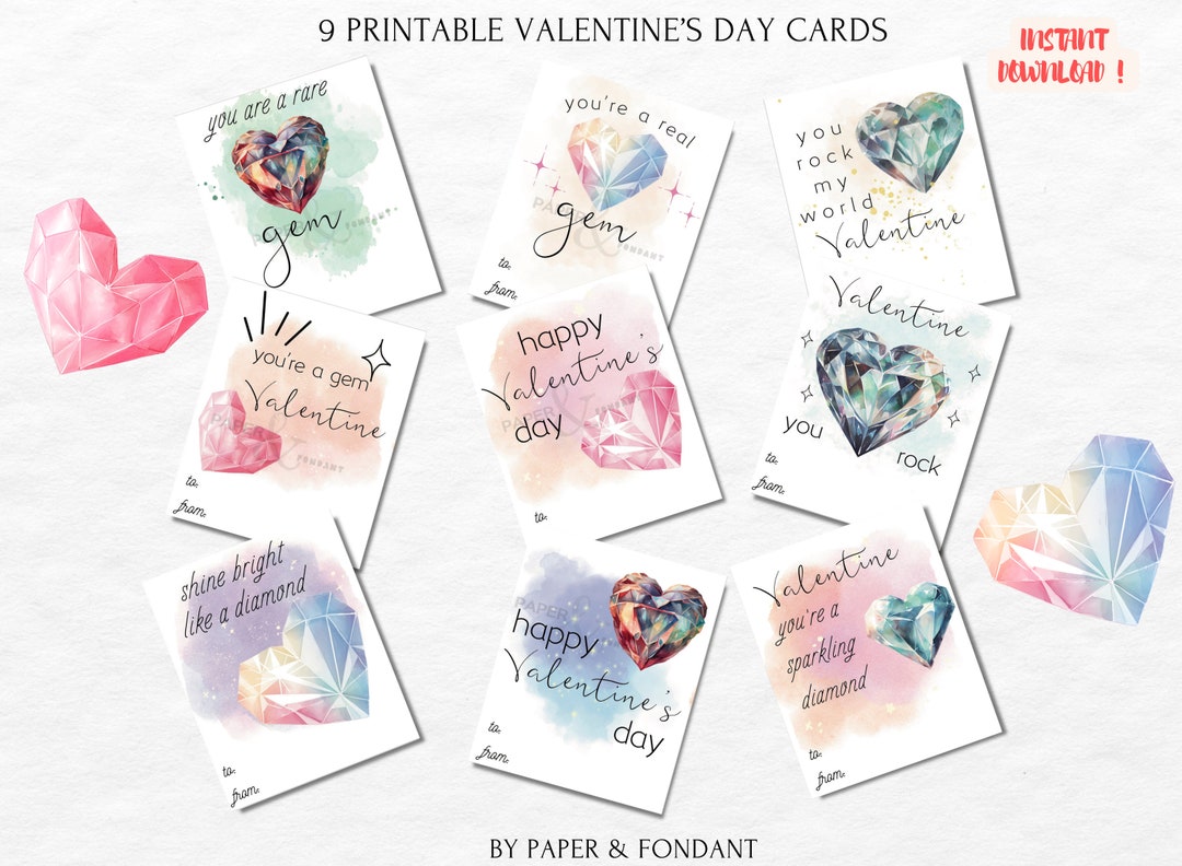 Gemstone Valentine's Day Card, Gem Love Quotes, Heart Illustration ...