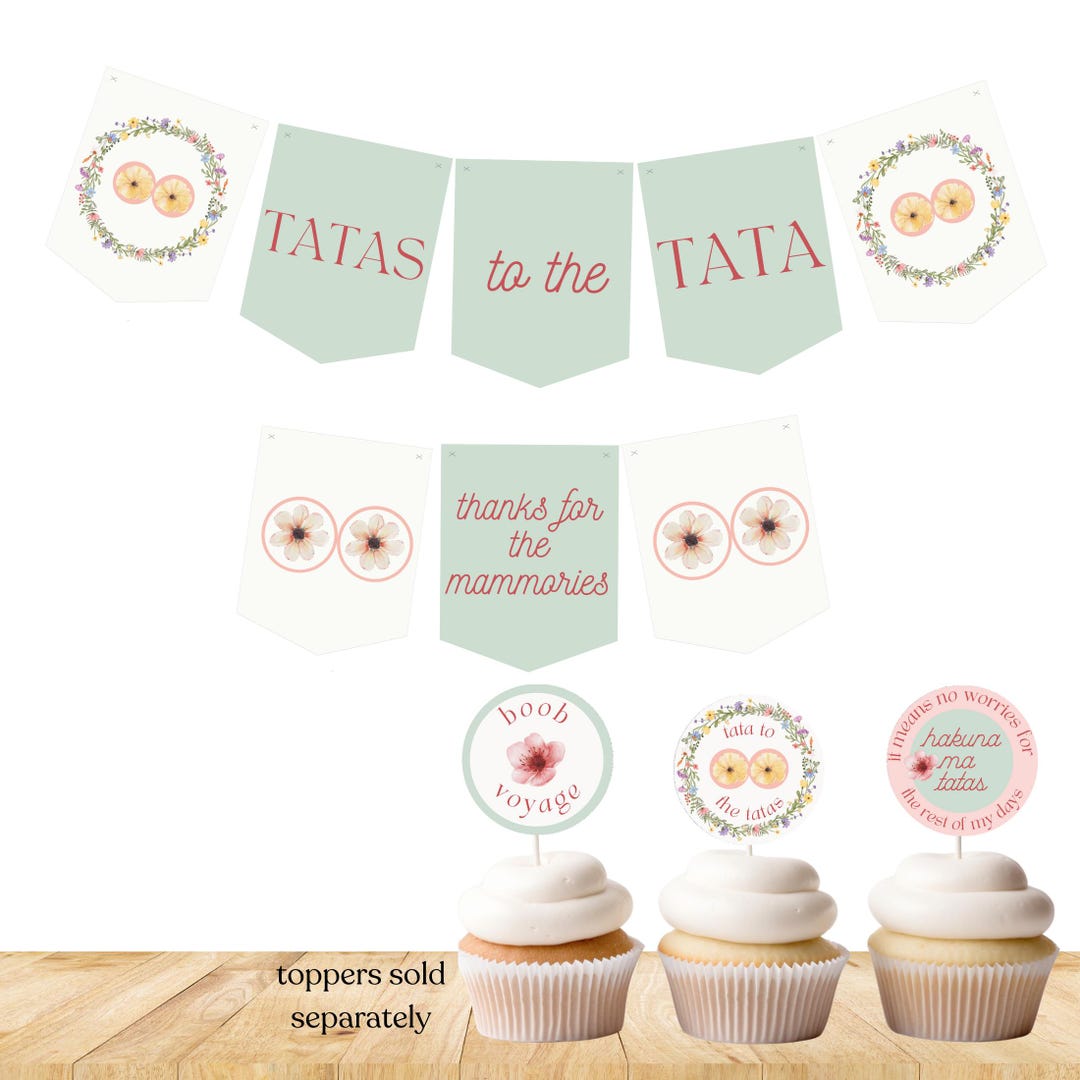 Mastectomy Banner Party Decor, Tata to the Tatas, Boho Style With ...