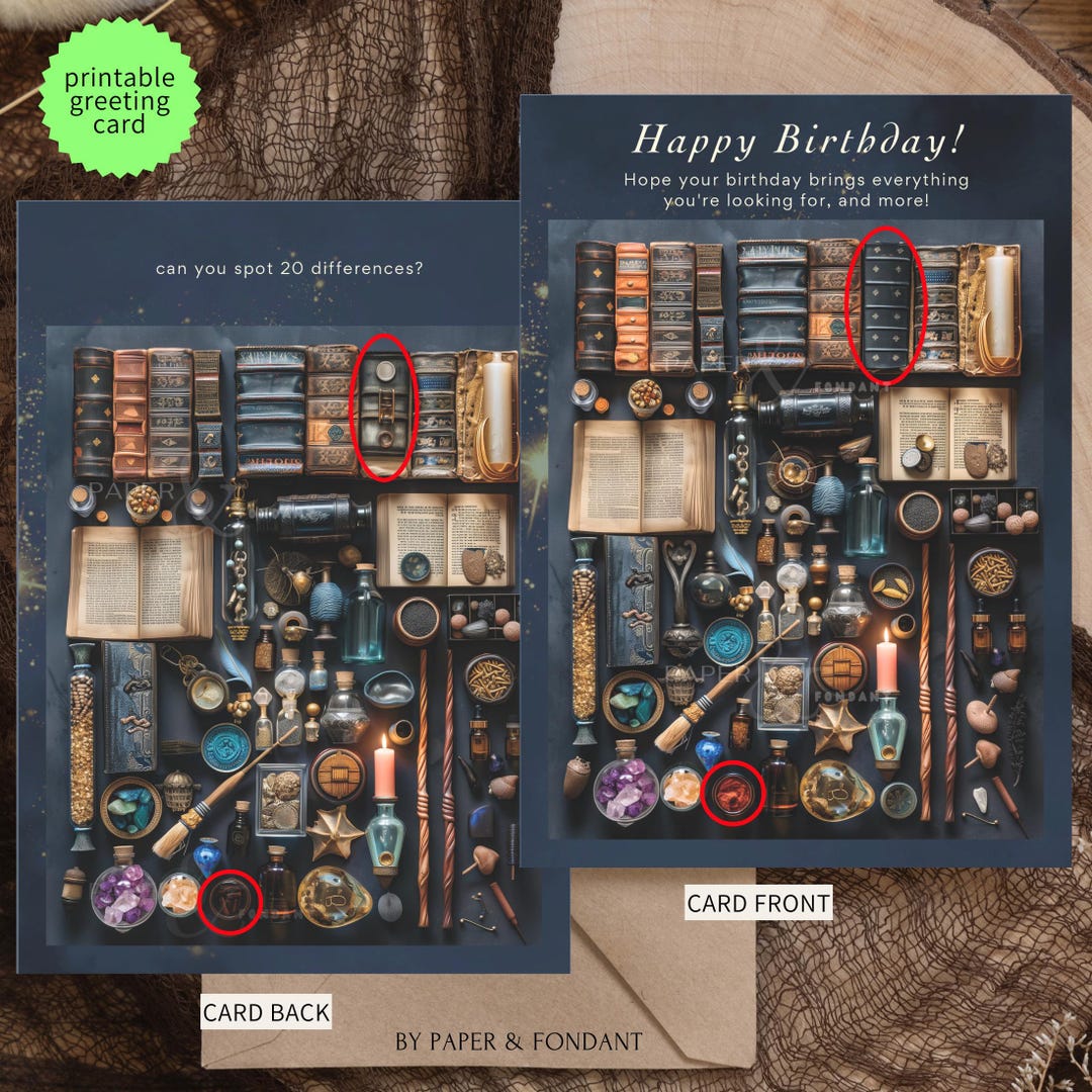 Spot the Differences Wizard Birthday Card, Creative, Unique Greeting ...