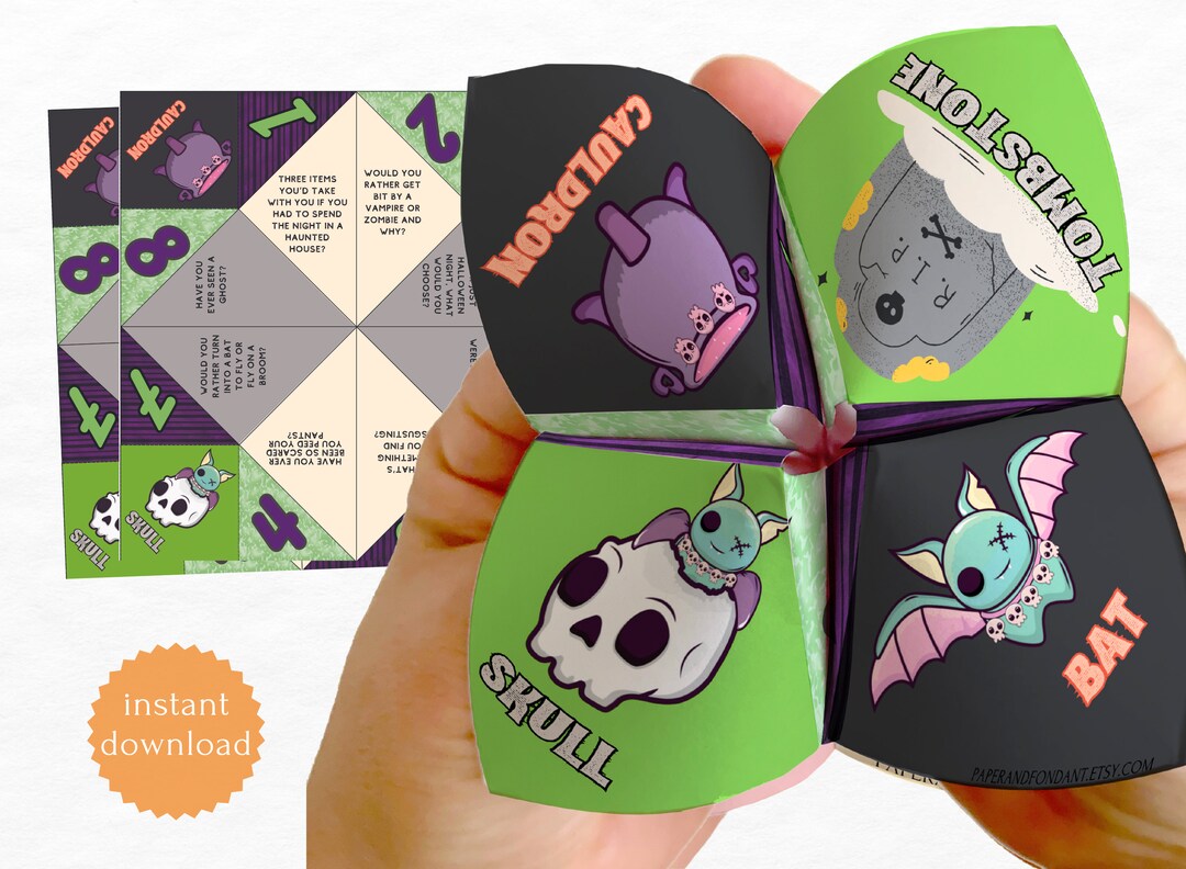 Halloween Fortune Teller, Truth Activities, Spooky Cootie Catcher, Non ...