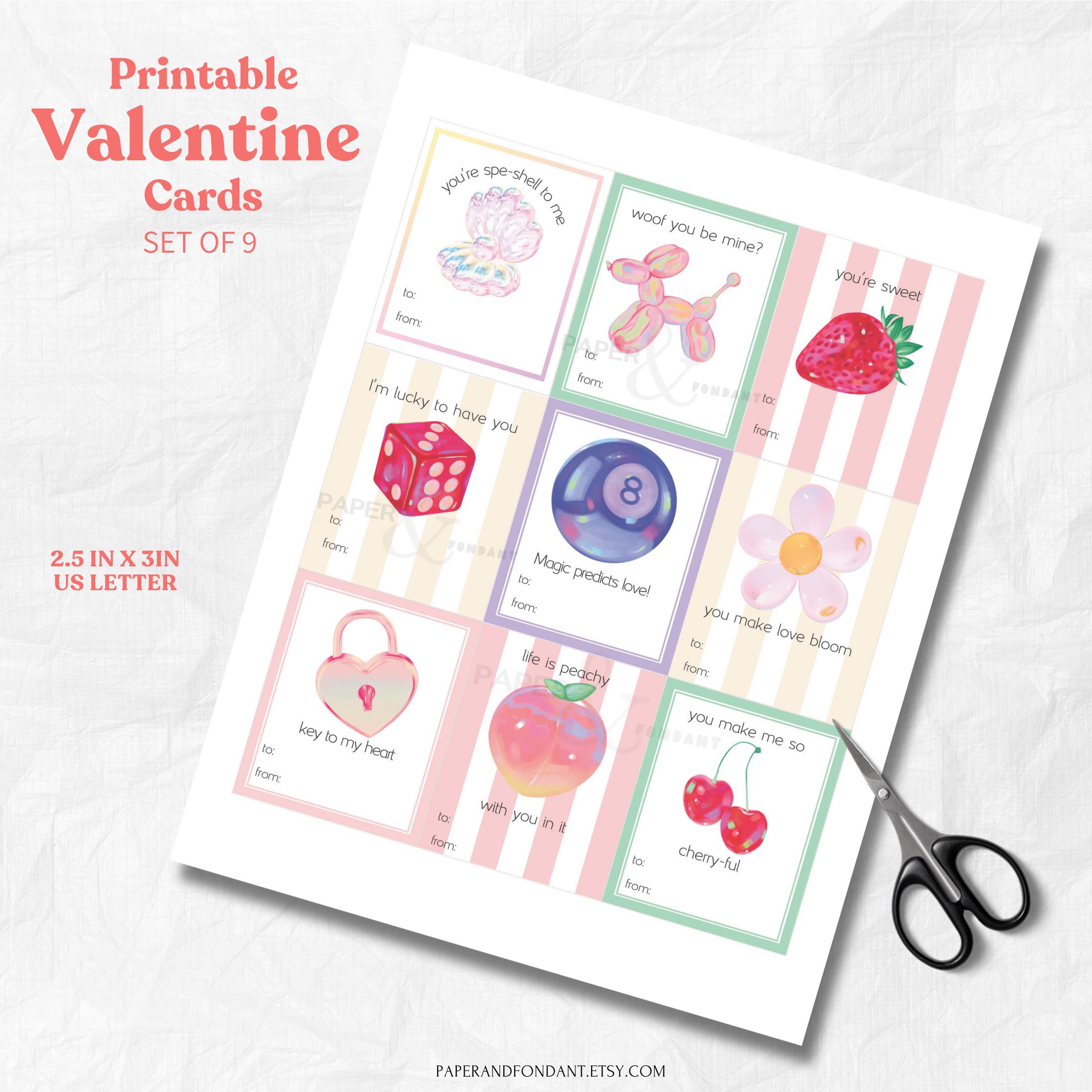 Iridescent Kids Valentine Day Card, Holographic Kids Cards With Cute ...